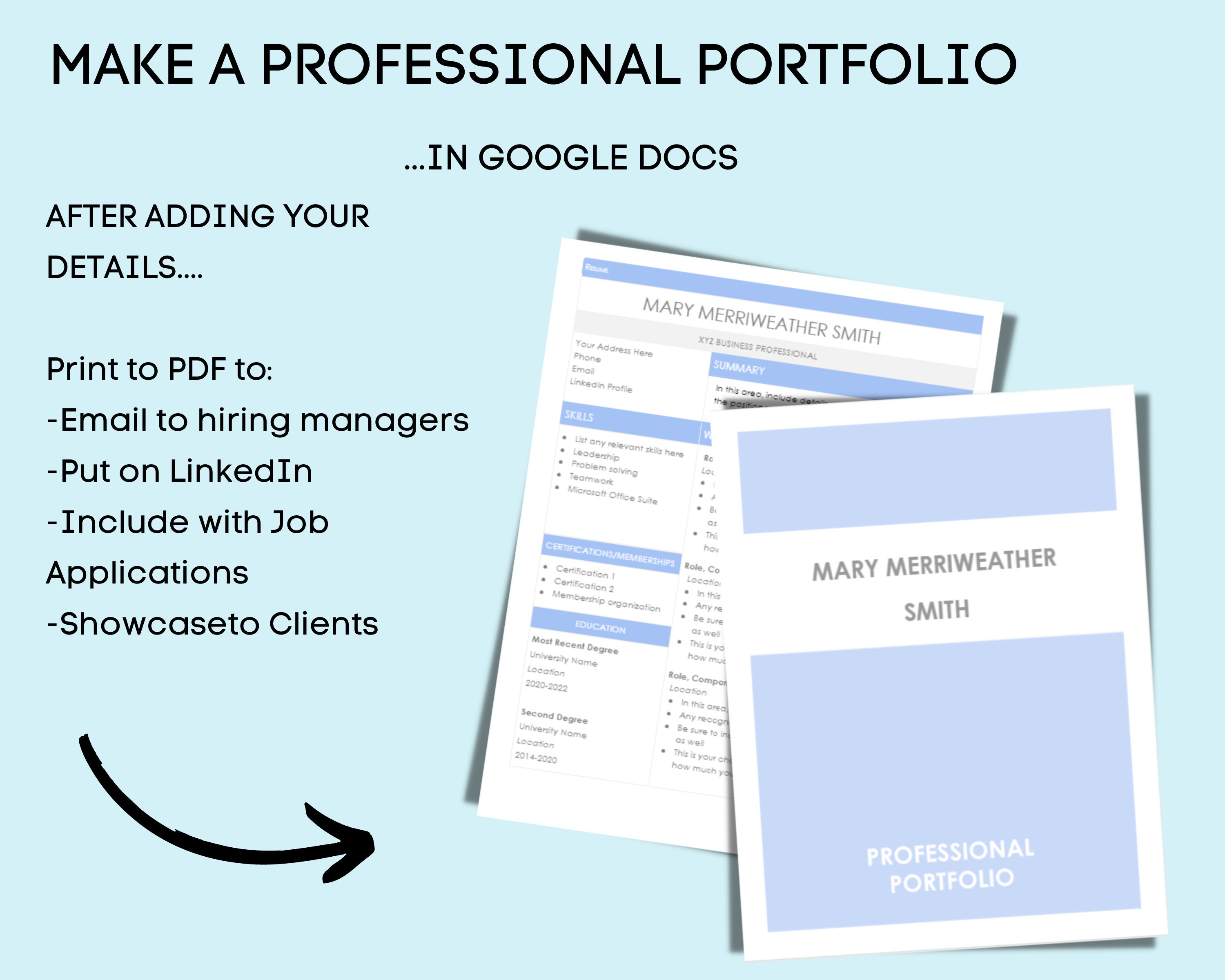 Professional Portfolio Template, Career Portfolio Template, Resume ...