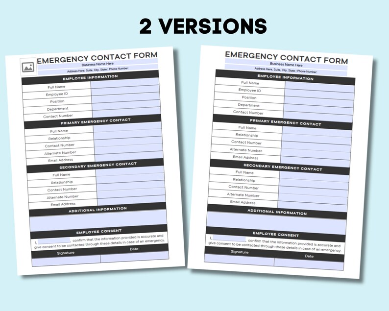 Employee Emergency, Employee Data Sheet, Employee Info, Emergency ...