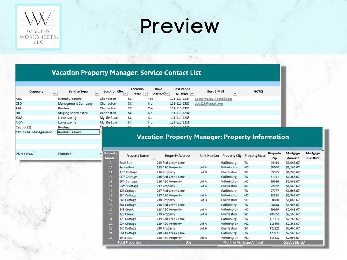 Short Term Rental Spreadsheet, Airbnb Tracker, Property Management ...