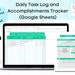 Daily Task Log, Accomplishment Tracker, Daily Schedule, Task Tracker ...
