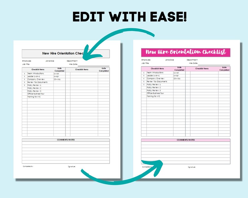 New Hire Checklist, Employee Onboarding, HR Forms, Small Business HR ...