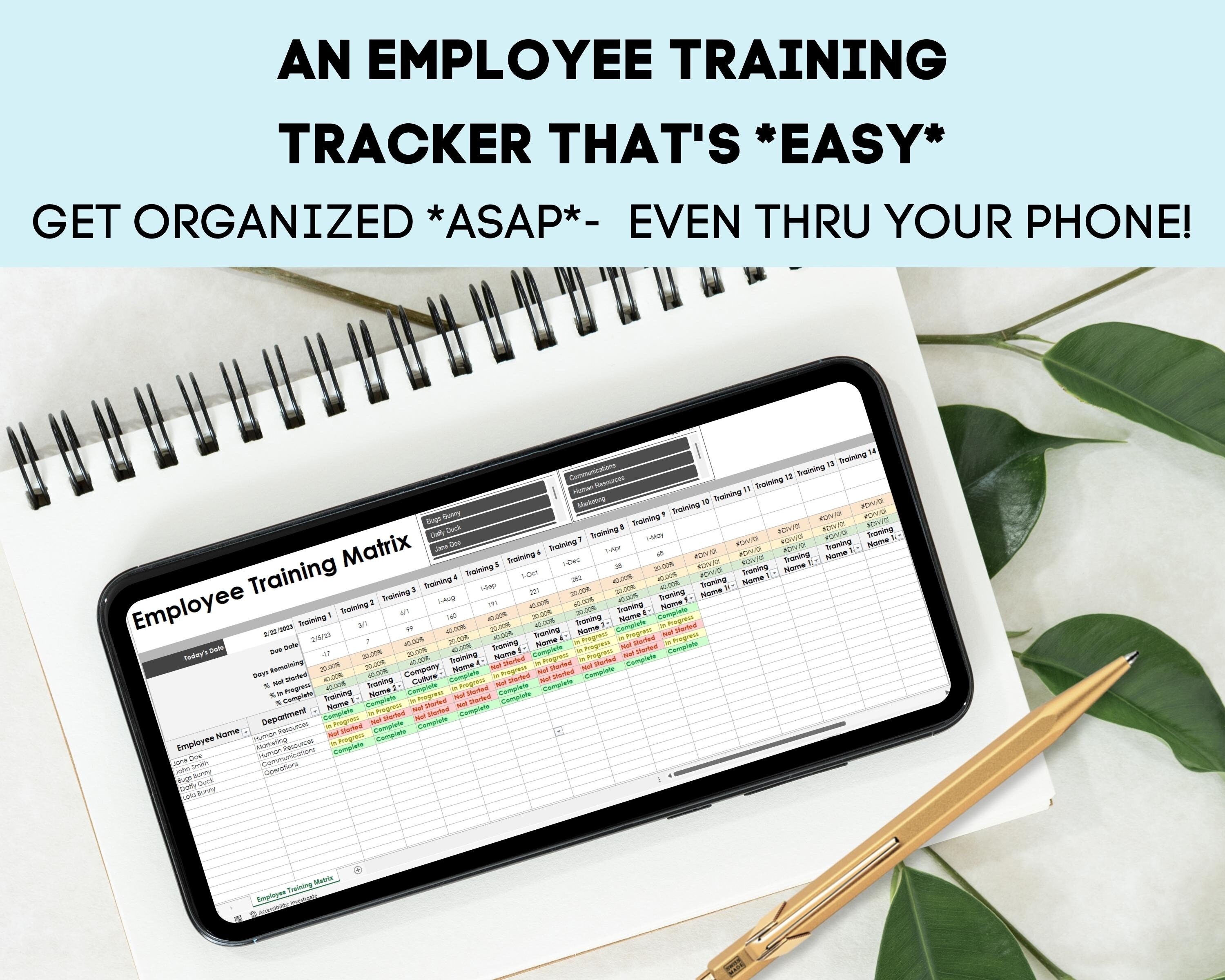 Training Tracker Employee Training Excel Template Training - Etsy