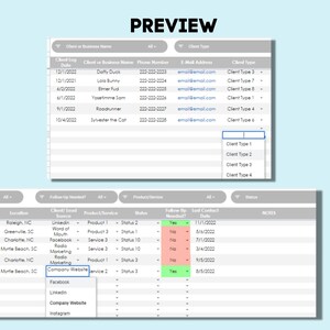 Client Tracker, Client List, CRM, Client Management, Client Spreadsheet ...