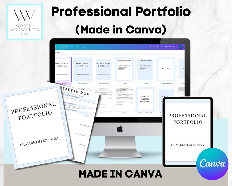 Professional Portfolio Template, Career Portfolio, Job Portfolio, Canva ...