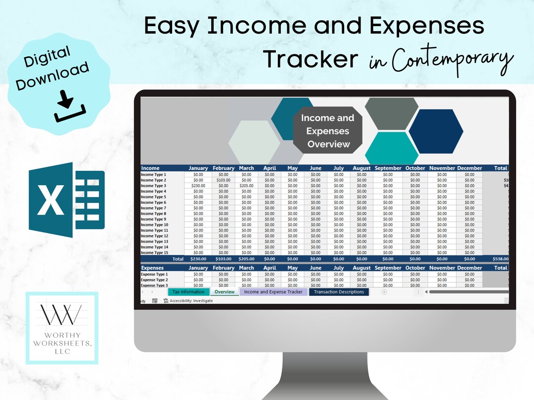 Income and Expense Tracker, Income Tracker, Income Statement, Book ...