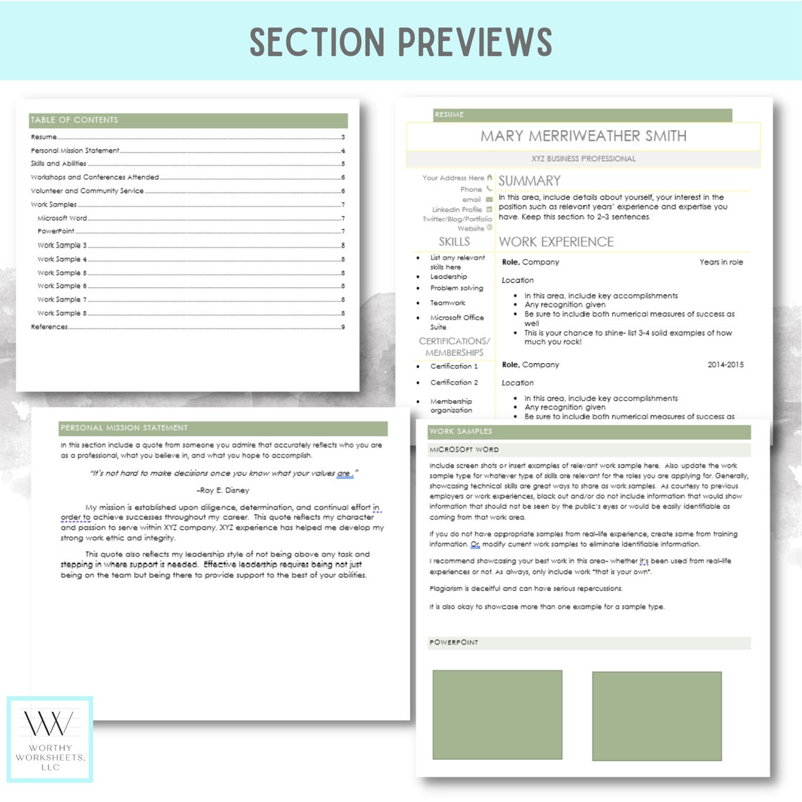 Professional Portfolio Template, Career Portfolio Template, Resume ...