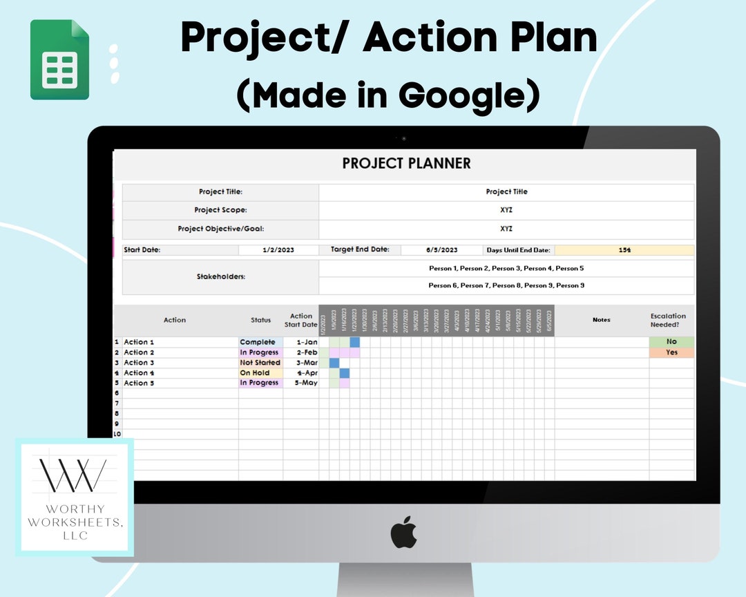 Action Plan, Project Management, Project Tracker, Task Tracker, Project ...