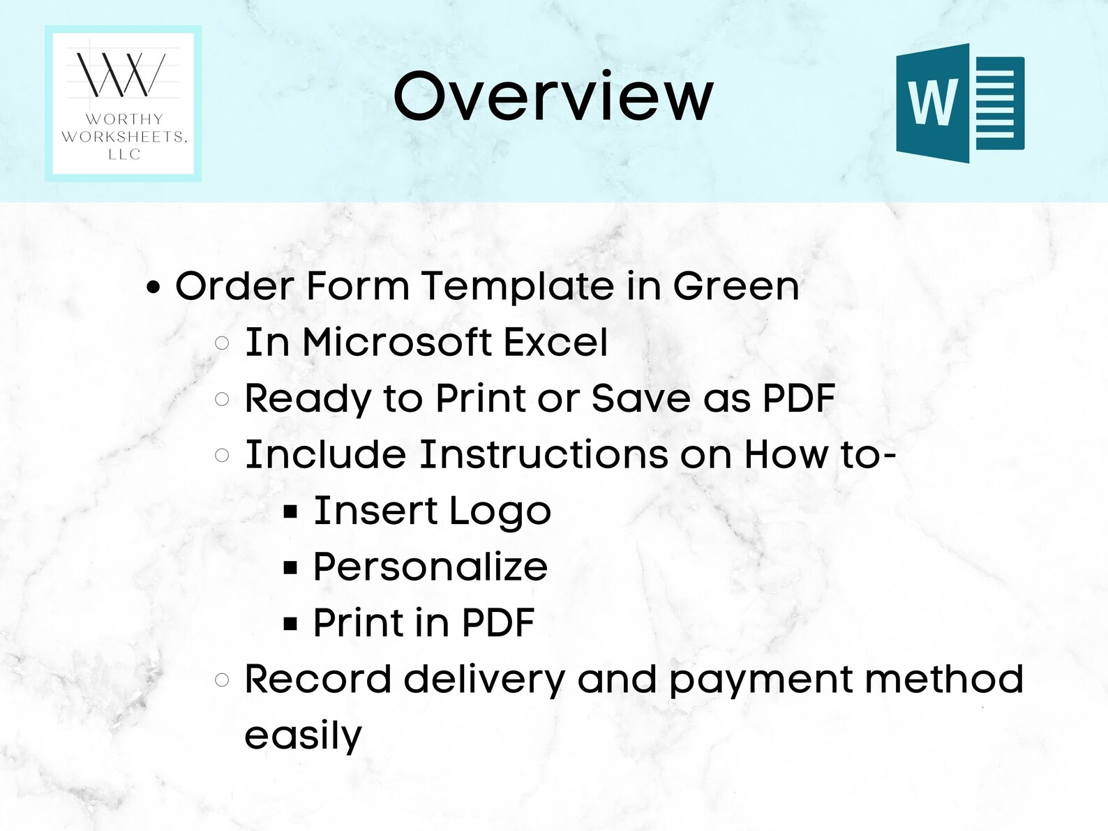 Order Form Template, Order Form Spreadsheet, Order Form Printable ...
