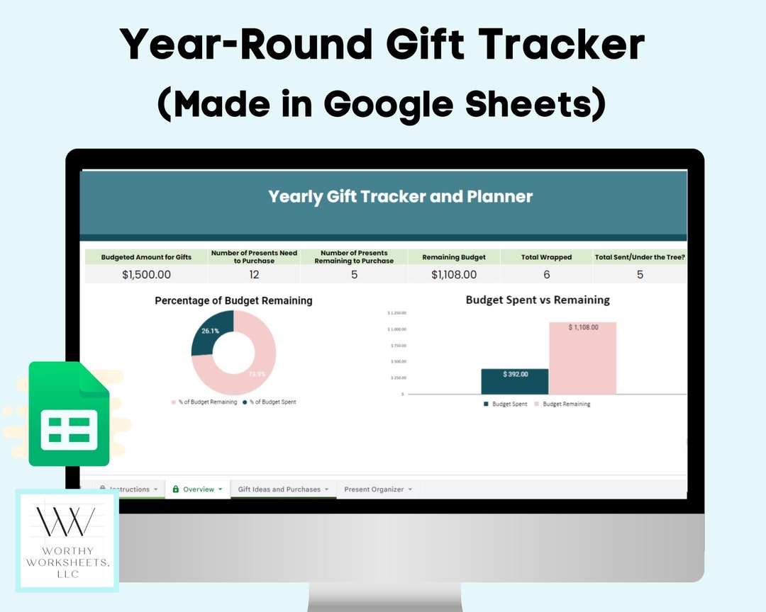 Gift Tracker, Gift Tracker Google Sheets, Christmas Gift Tracker, Gift ...