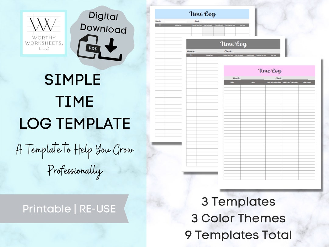 Time Log, Work Log, Employee Time Sheet, Time Sheet, Activity Tracker ...