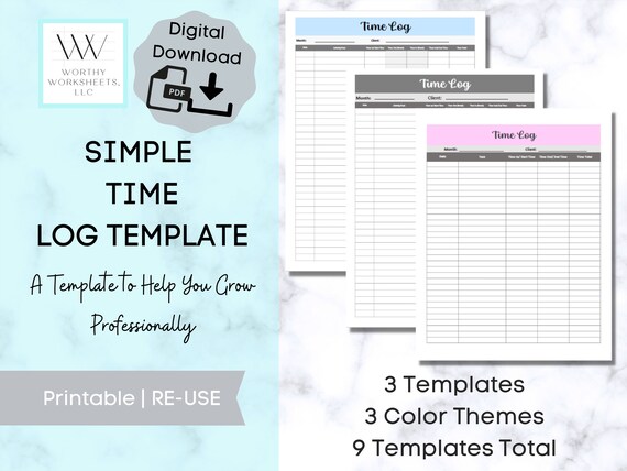 Time Log Work Log Employee Time Sheet Time Sheet Activity | Etsy