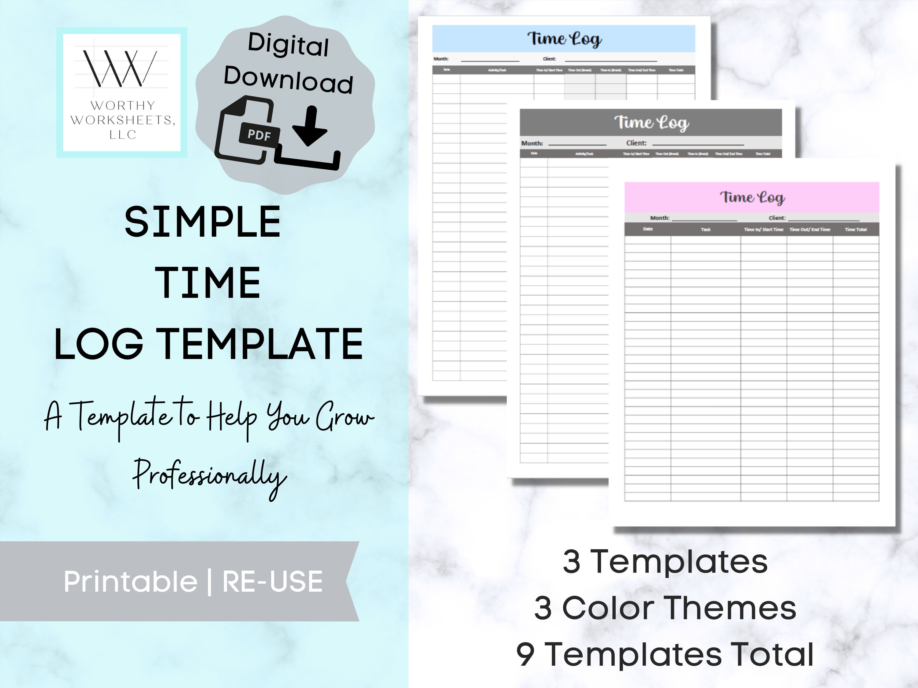 Time Log, Work Log, Employee Time Sheet, Time Sheet, Activity Tracker ...