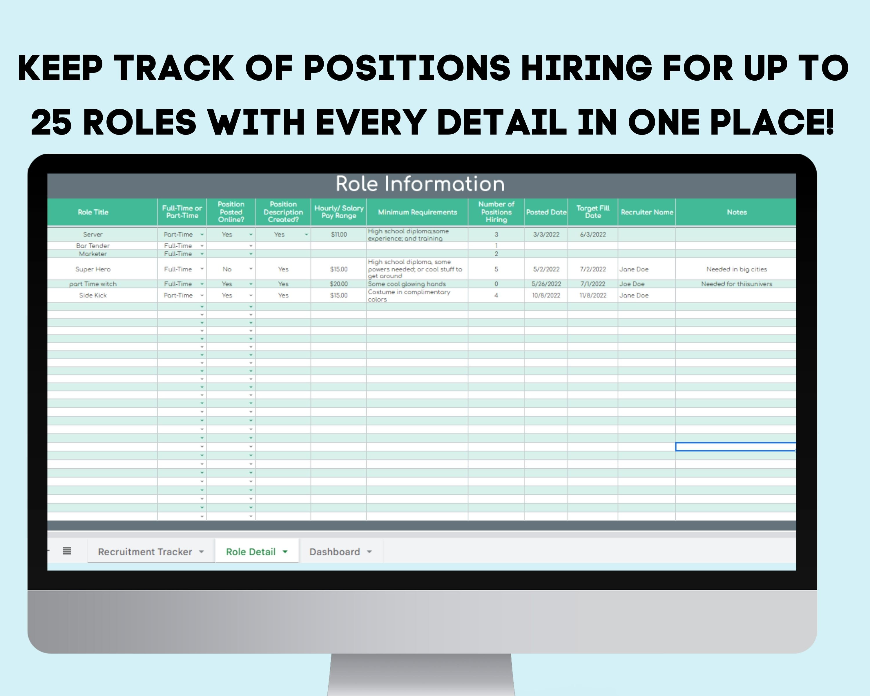 Recruitment Tracker, Recruitment Template, Recruitment Dashboard ...
