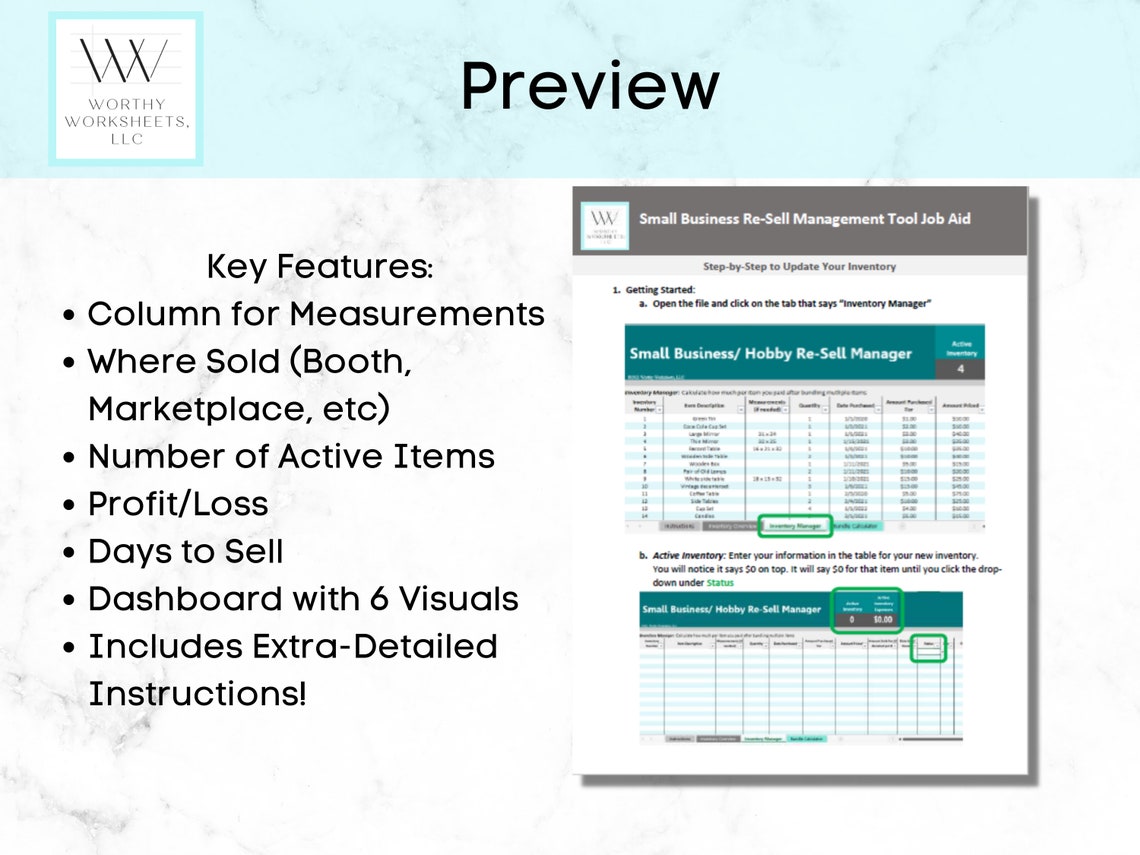 Inventory Tracker, Reseller Spreadsheet, Inventory Template, Inventory ...