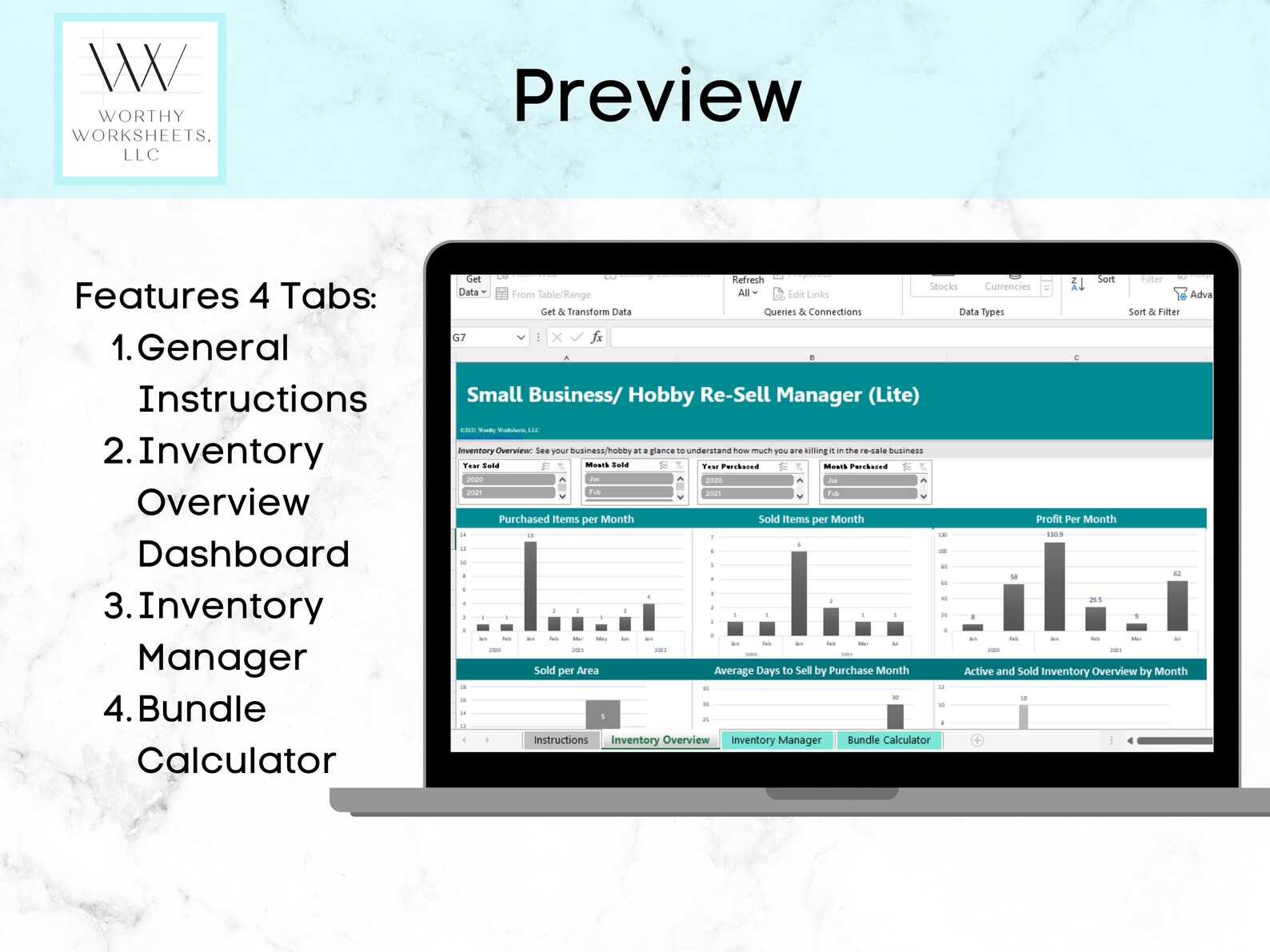 Inventory Tracker, Reseller Spreadsheet, Inventory Template, Inventory ...