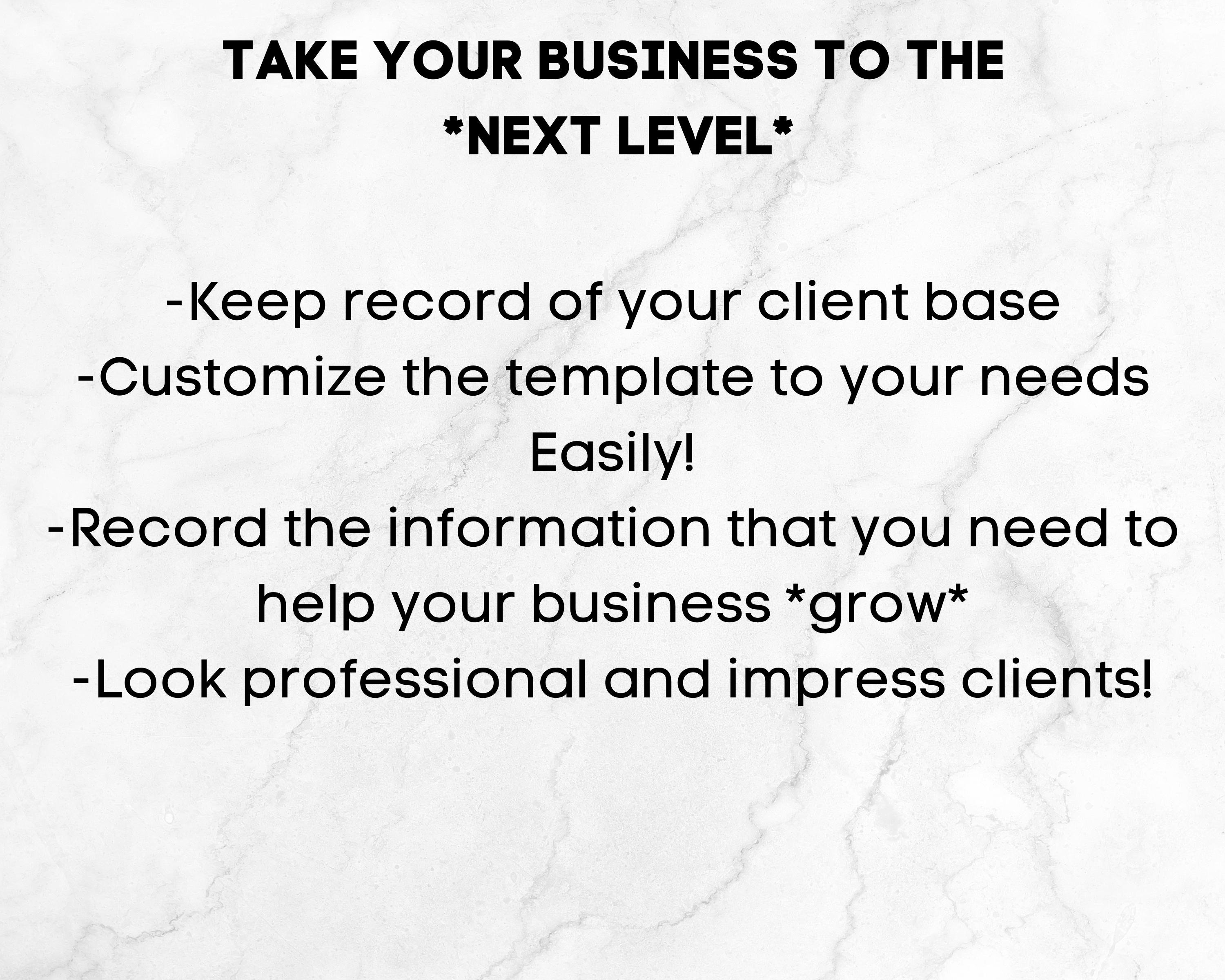 Client Sheet, Client Intake Form, Client Info Excel, Client Contract ...