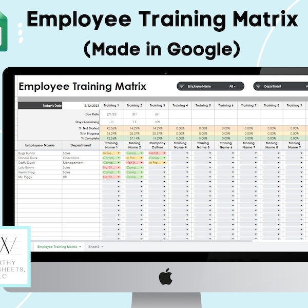Employee Training Google Sheet Tracker - Etsy