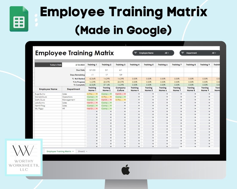 Training Tracker, Employee Training, Google Sheets Template, Training ...