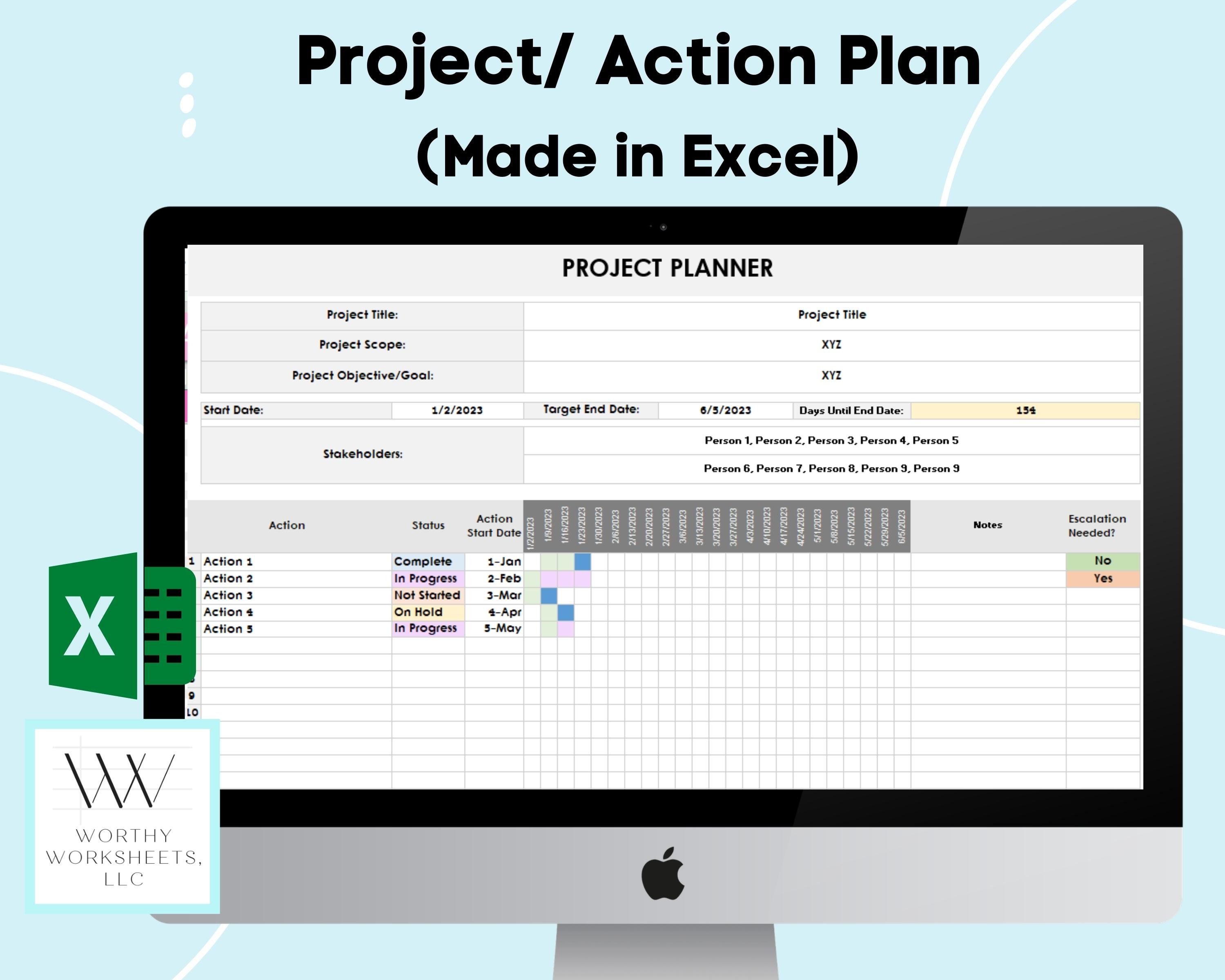 Action Plan, Project Management, Project Tracker, Task Tracker, Project ...