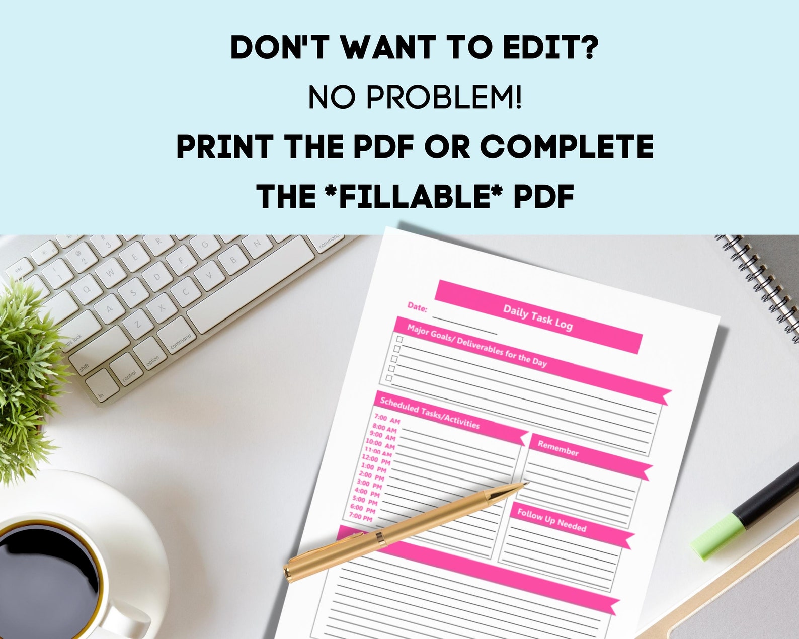 Daily Task Log, Accomplishment Tracker, Daily Schedule, Task Tracker ...