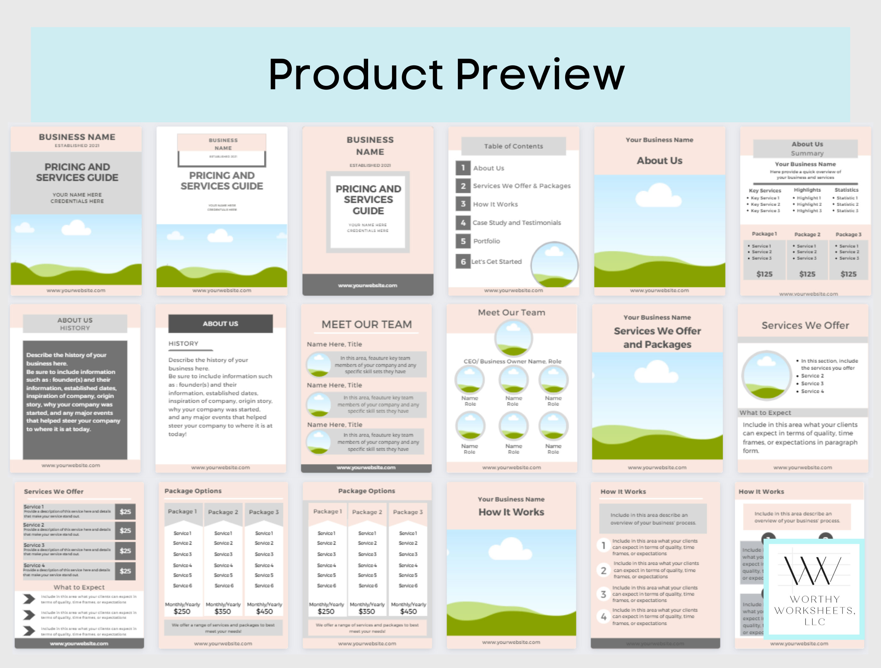 Business Pricing and Services Guide, Pink, Business Proposal, Business ...