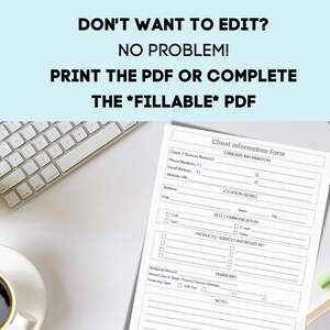 Client Sheet, Client Intake Form, Client Info Excel, Client Contract ...