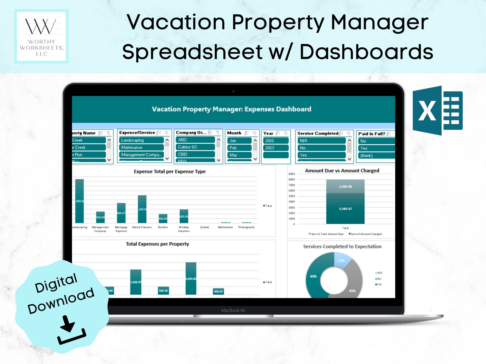 Short Term Rental Spreadsheet, Airbnb Tracker, Property Management ...