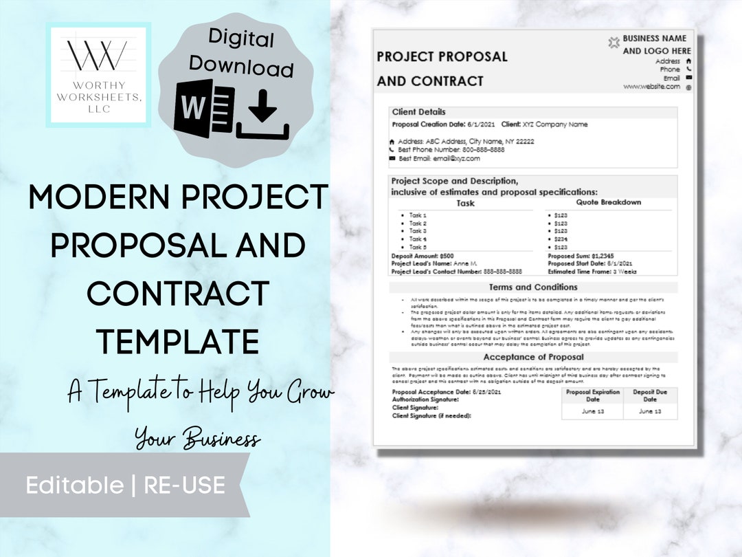 Project Proposal Template, Client Proposal, Project Contract, Business ...