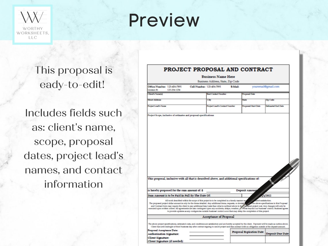 Project Proposal, Contract Template, Client Proposal, Project Scope ...