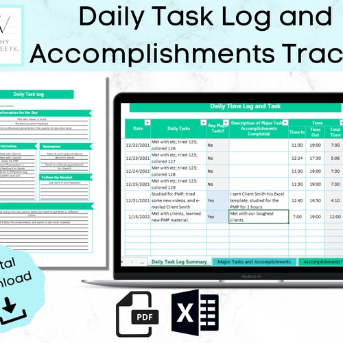 Daily Task Log Accomplishment Tracker Daily Schedule Task - Etsy