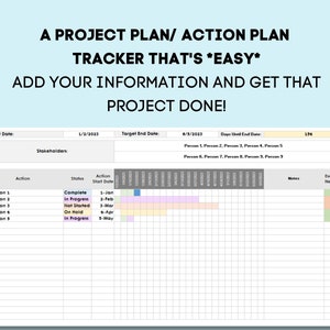 Action Plan, Project Management, Project Tracker, Task Tracker, Project ...