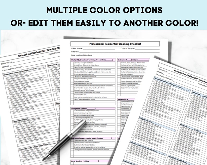 Cleaning Checklist, Cleaning Service Template, Residential Cleaning ...