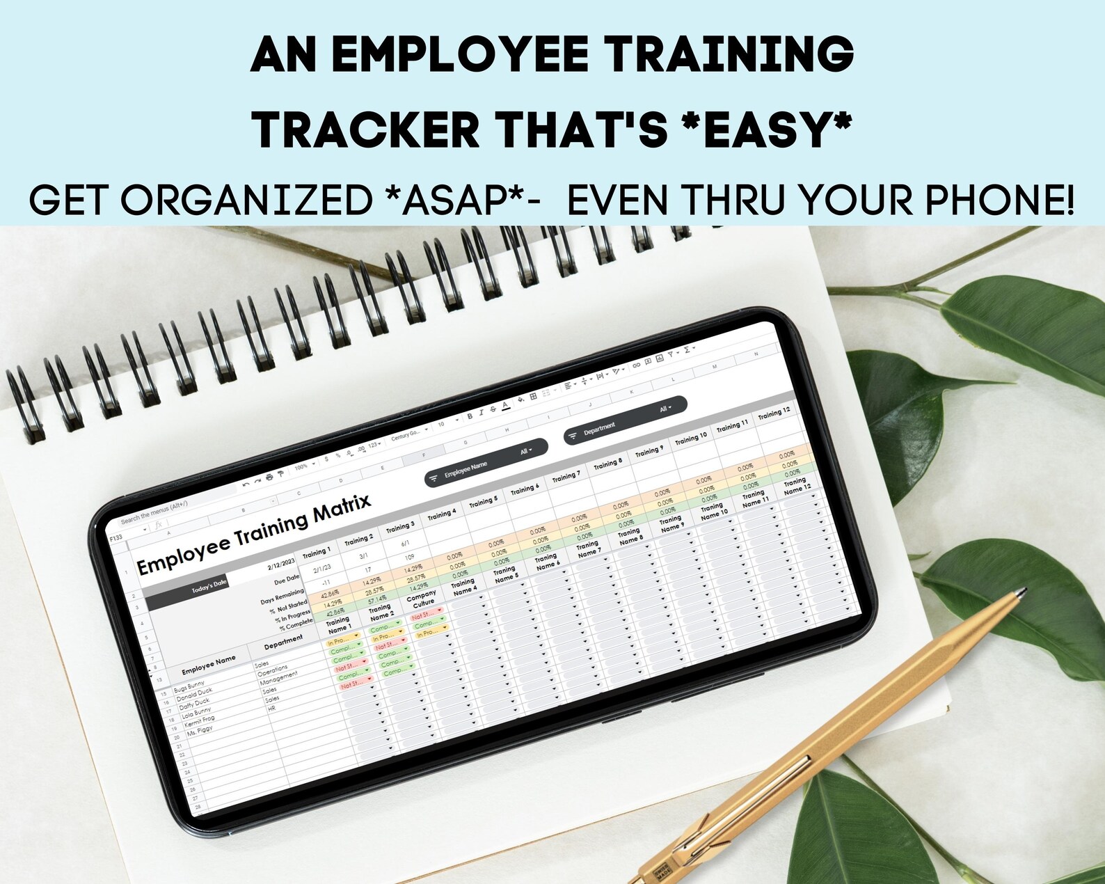 Training Tracker, Employee Training, Google Sheets Template, Training ...