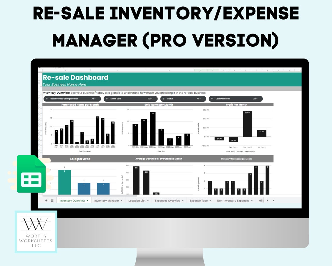 Consignment Inventory, Consignment Spreadsheet, Reseller Spreadsheet ...