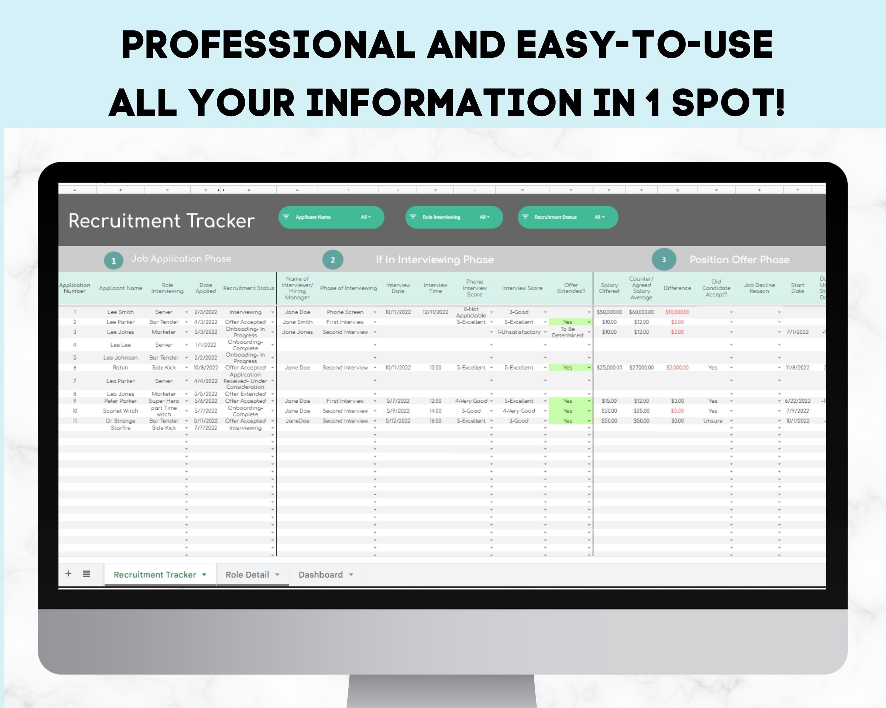 Recruitment Tracker, Recruitment Template, Recruitment Dashboard ...