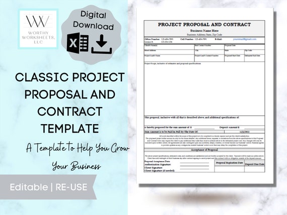 Project Proposal Contract Template Client Proposal Project | Etsy