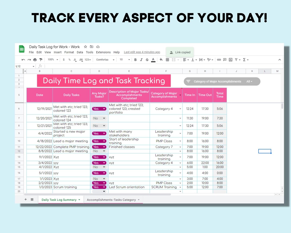 Daily Task Log, Accomplishment Tracker, Daily Schedule, Task Tracker ...