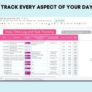 Daily Task Log, Accomplishment Tracker, Daily Schedule, Task Tracker ...