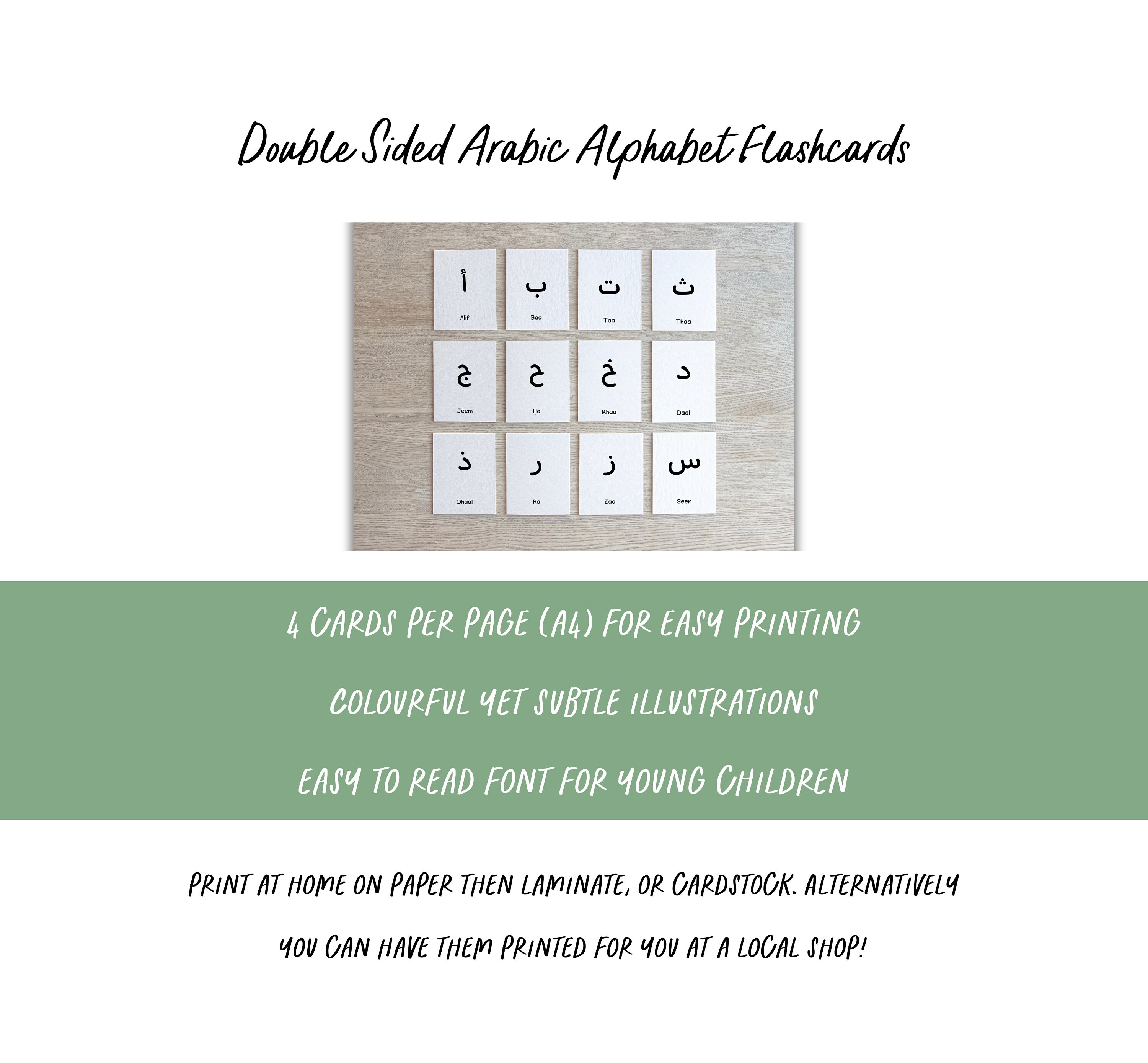 Arabic Alphabet Cards Montessori Flash Cards | Cottage Core Farm Life ...