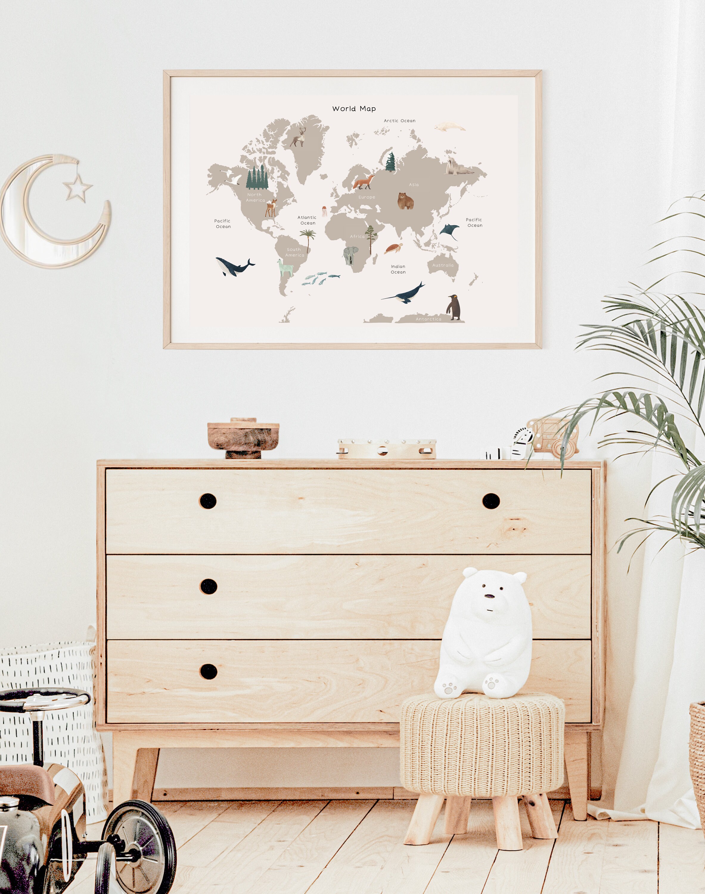 Children's World Map Poster World Map Kids Print Kids Room Decor ...