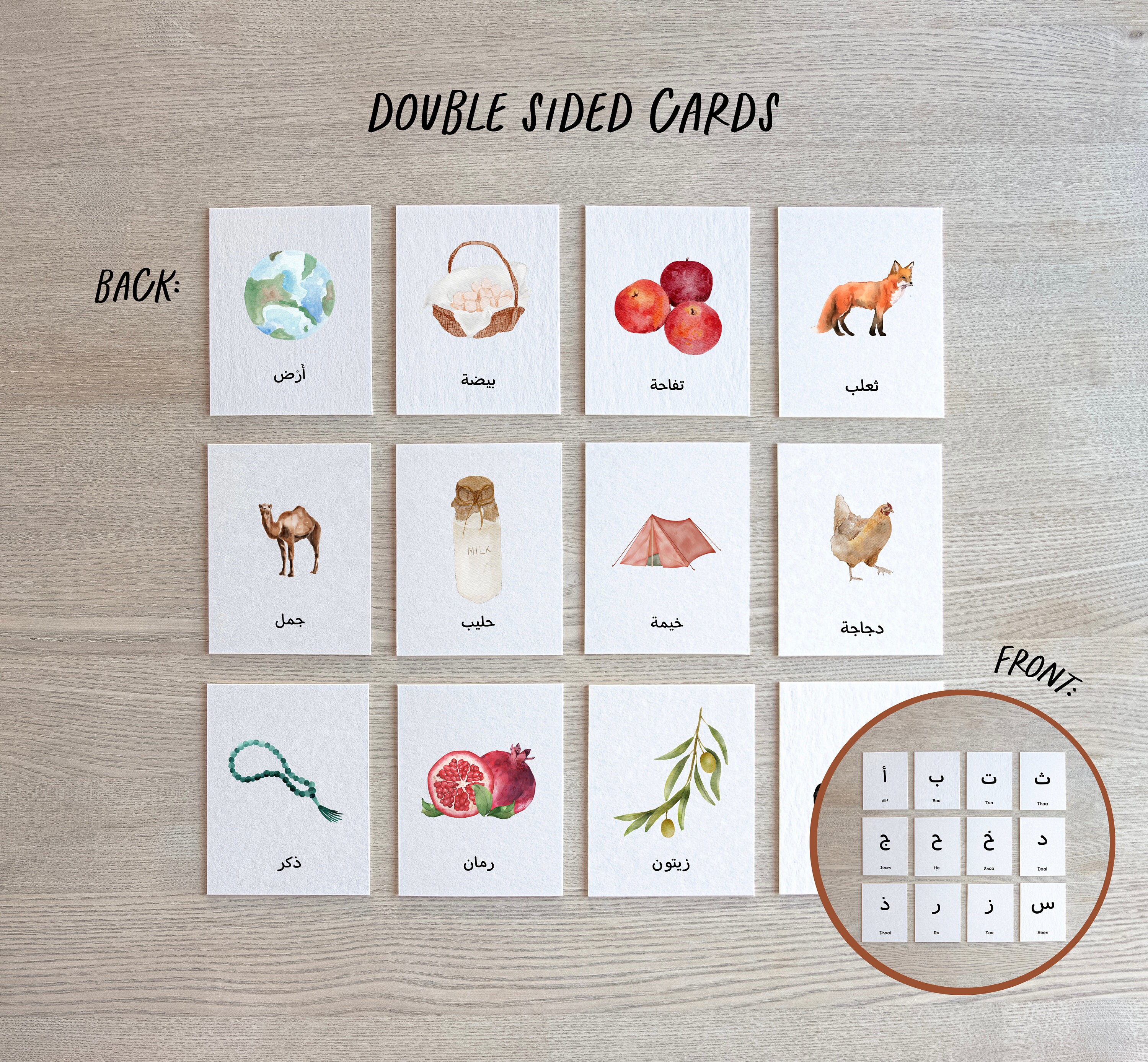 Arabic Alphabet Cards Montessori Flash Cards | Cottage Core Farm Life ...