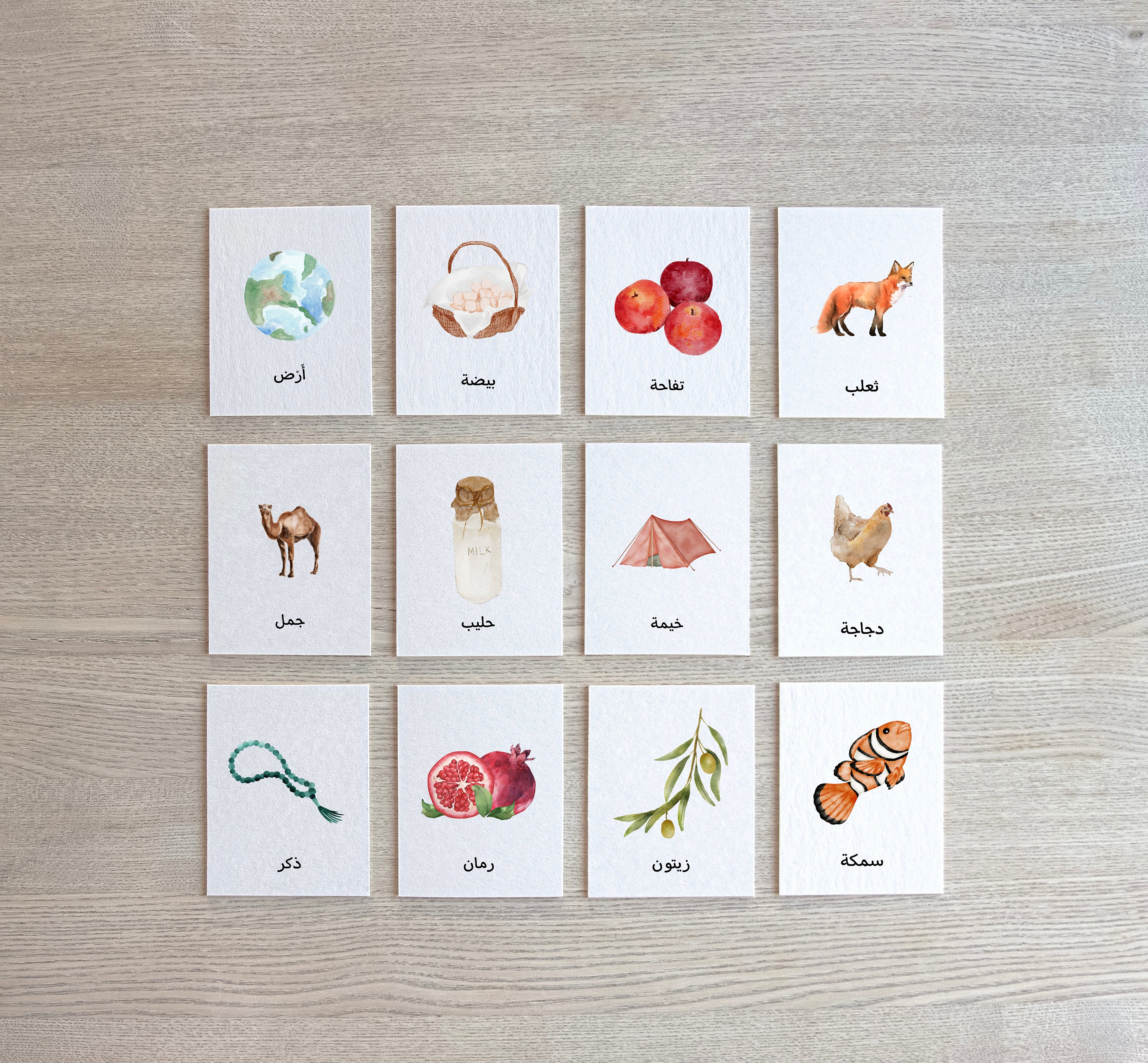 Arabic Alphabet Cards Montessori Flash Cards | Cottage Core Farm Life ...
