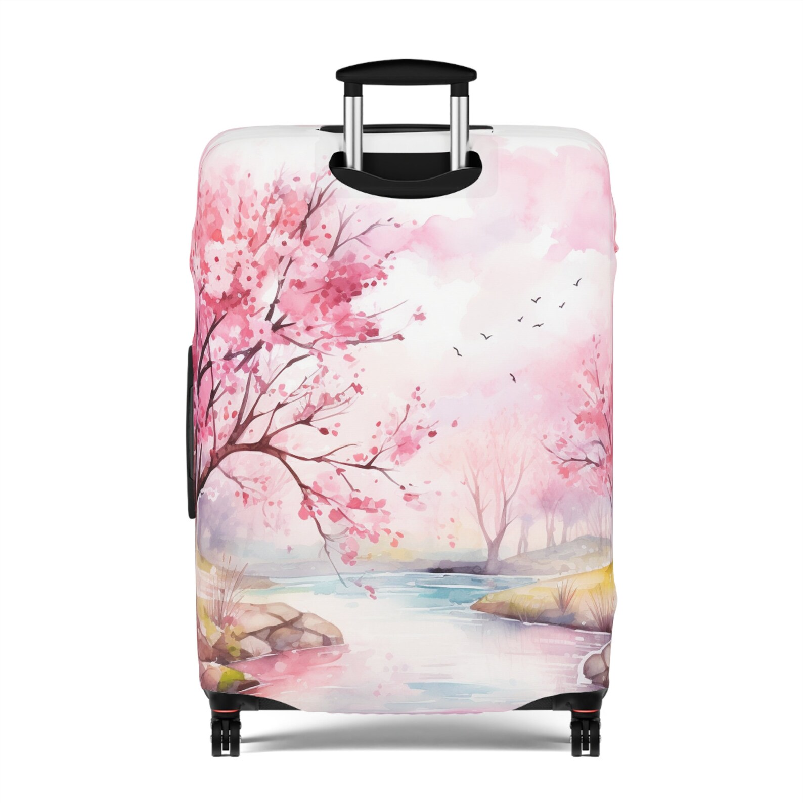 Beautiful Cherry Blossom Luggage Cover, Travel Gift, Spring Watercolor ...