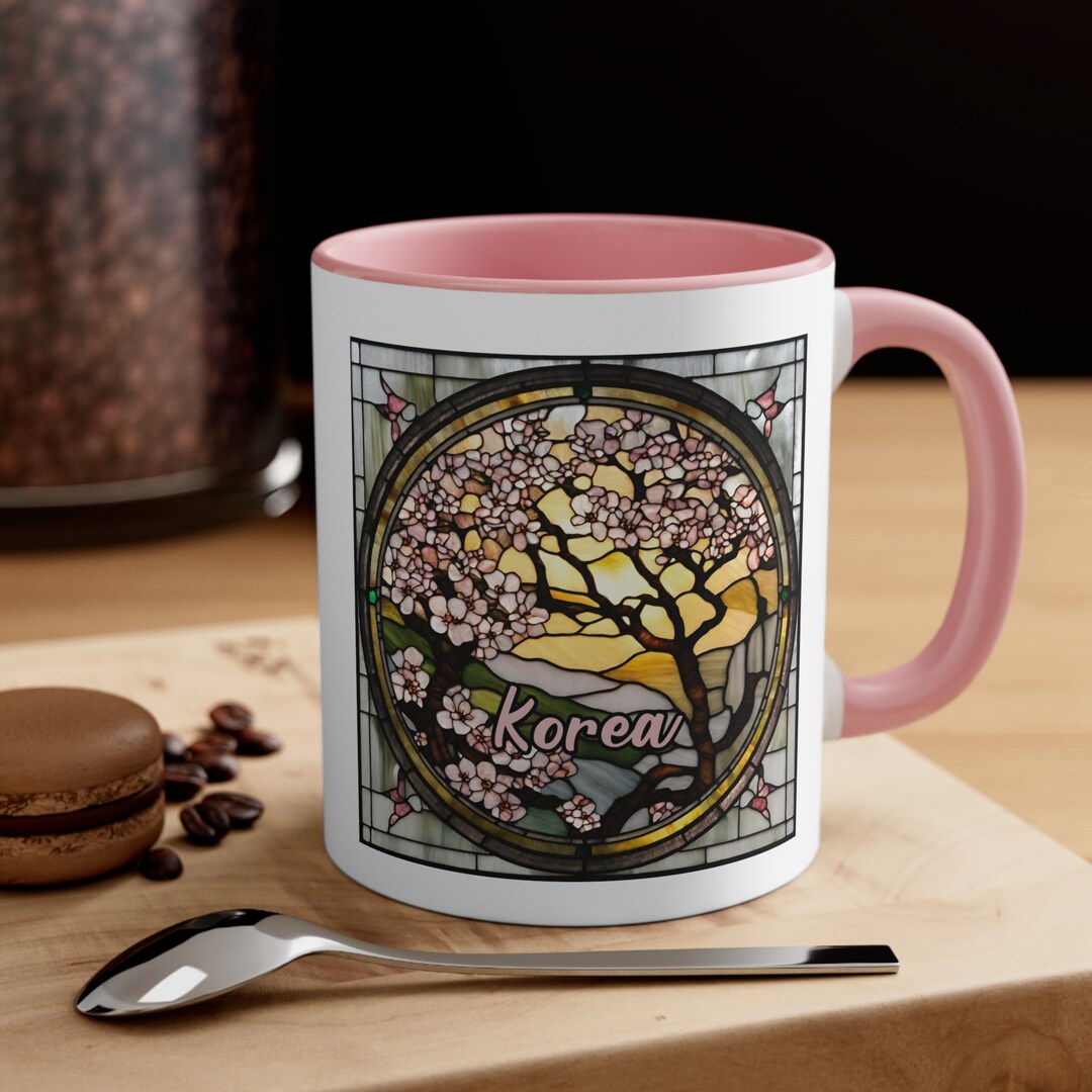 Korea Mug, Korea Gift, Korean Cherry Blossom Coffee Cup, Cute Seoul ...