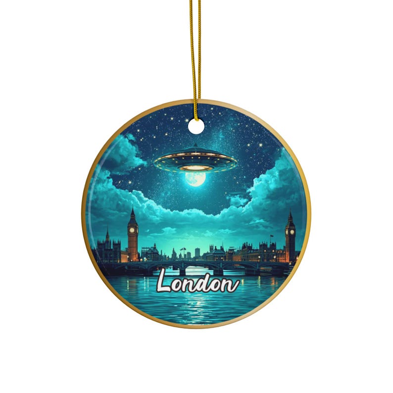 London Ornament, UFO UAP Flying Saucer Space Ship Gift Idea, Travel ...