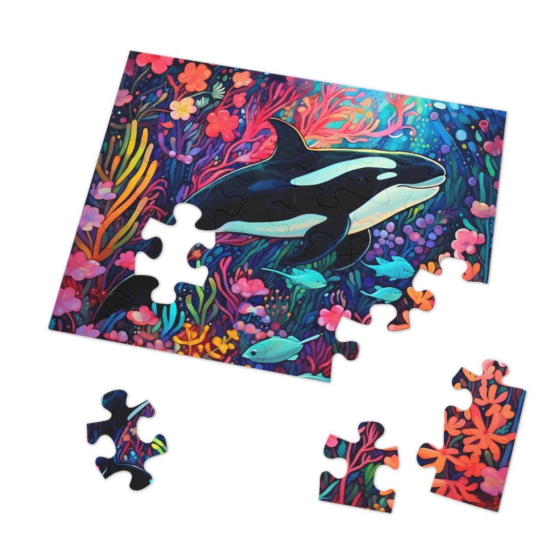 Orca Puzzle, Faux Stained Glass Jigsaw Puzzle (30, 110, 252-piece ...