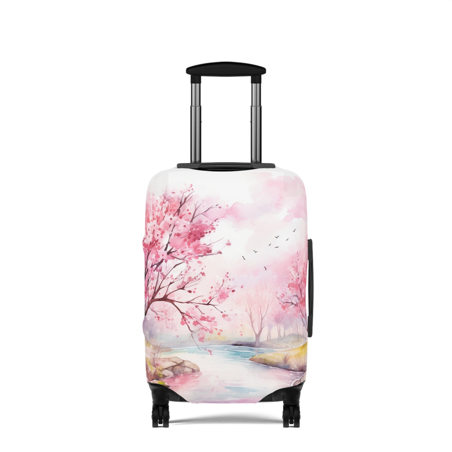 Beautiful Cherry Blossom Luggage Cover, Travel Gift, Spring Watercolor ...
