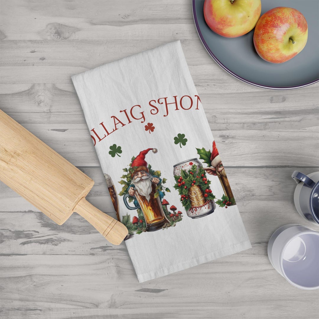 Nollaig Shona Tea Towel - Kitchen Dish Towel Kitchen Décor ...