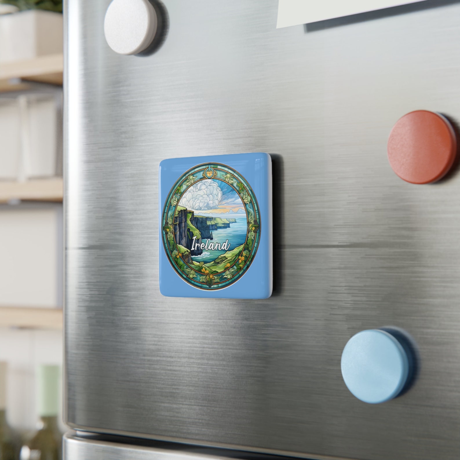 Ireland Magnet, Travel Gift, Faux Stained Glass Refrigerator Magnet ...