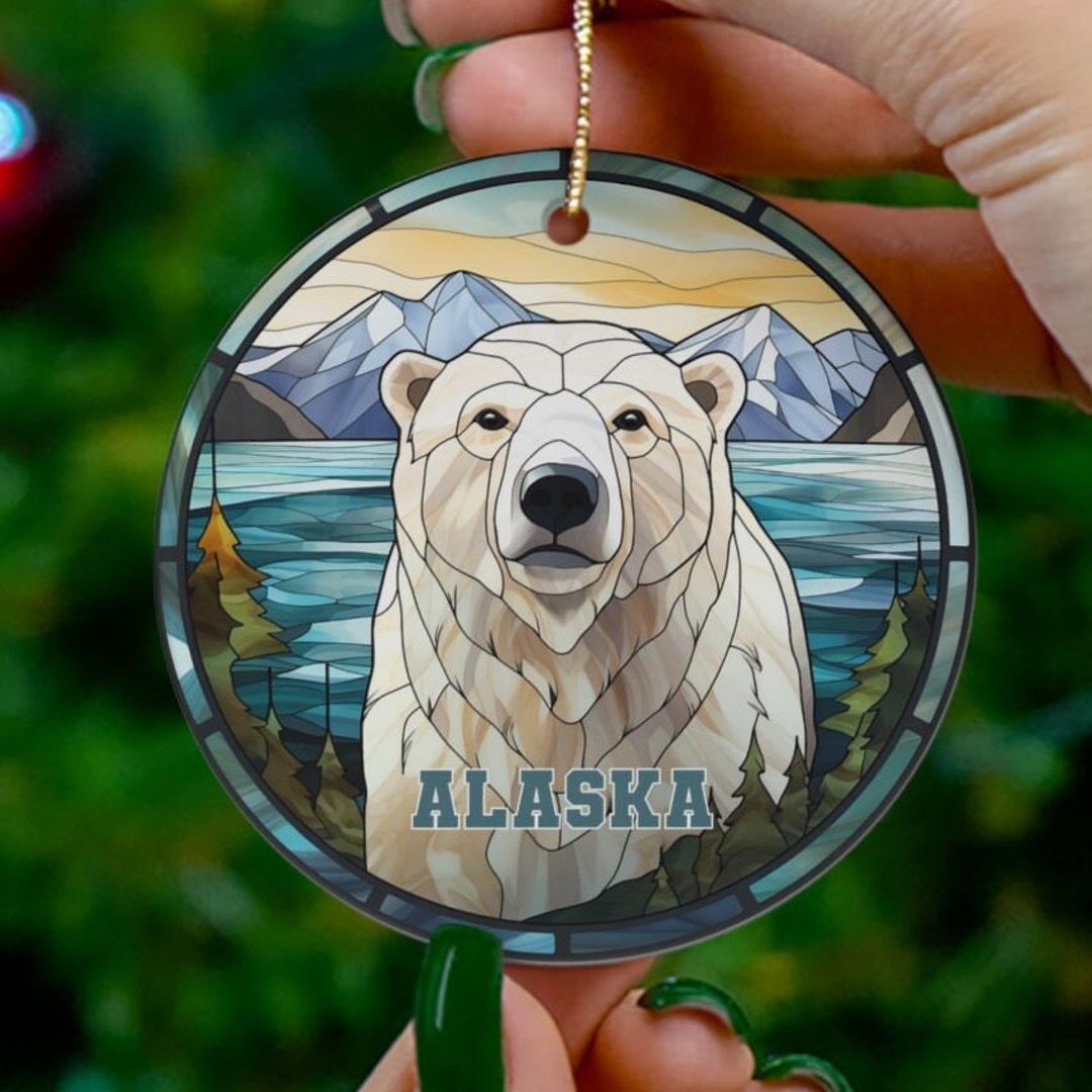 Alaska Ornament, Faux Stained Glass Ornament, Holiday Gift Idea ...